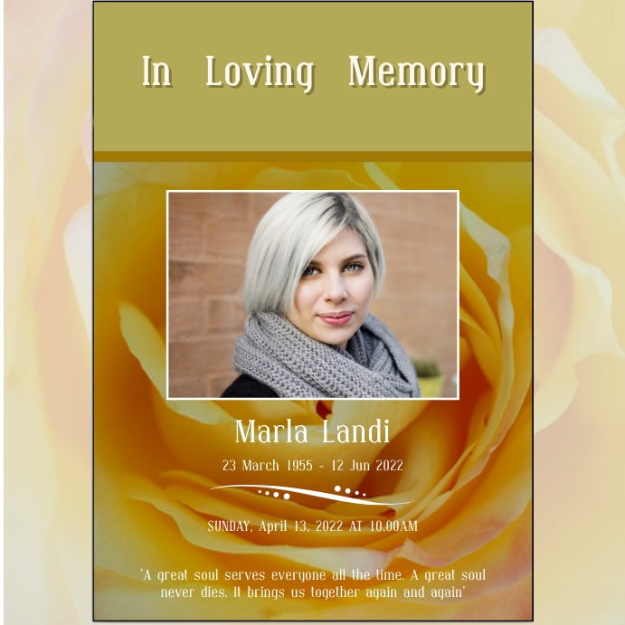 Funeral Program card Template instagram post | PosterMyWall