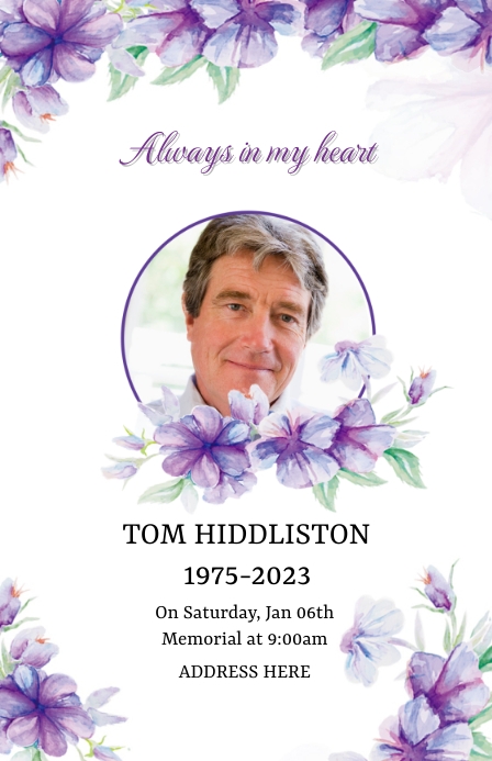 Copy of Funeral Program card Template purple(2) | PosterMyWall