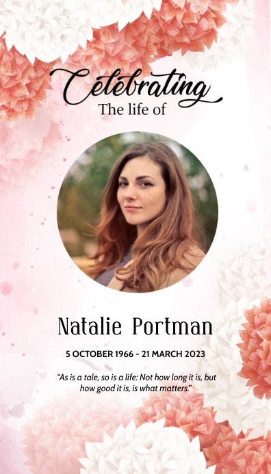 Floral Funeral Program Announcement Card Template | PosterMyWall