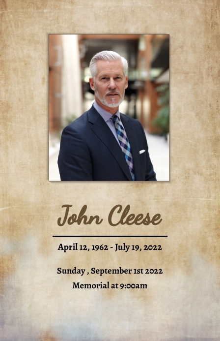 Funeral Program Template brown card | PosterMyWall
