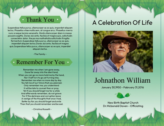 Funeral Program Template | PosterMyWall