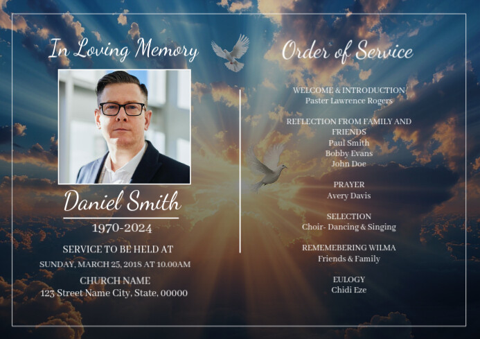 Copy of Funeral Program Template | PosterMyWall