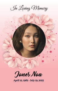 Pink Floral Funeral Program Template | PosterMyWall