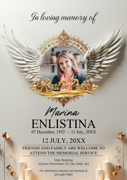 Copie de Funeral Program Template Memorial Ceremony Flyer | PosterMyWall