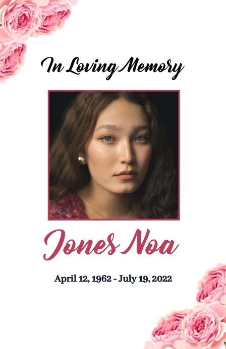 Funeral Program Template pink flower (3) | PosterMyWall