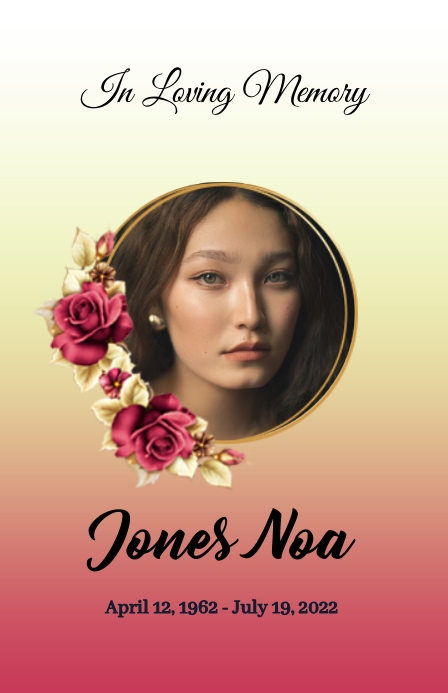Funeral Program Template pink flower (4) | PosterMyWall