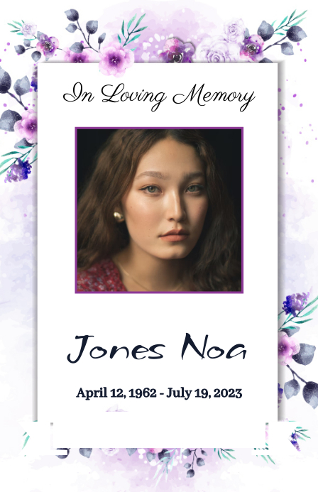 Copy of Funeral Program Template purple flower (3) | PosterMyWall