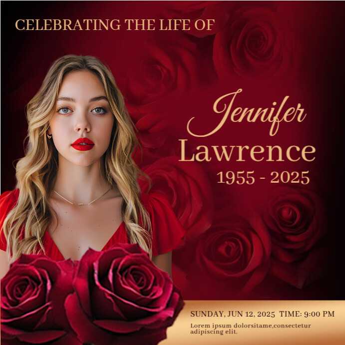 Funeral Red Rose Background Instagram Post Template | PosterMyWall