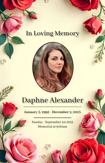 Funeral rose border frame card template | PosterMyWall