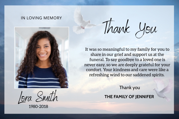 Funeral Thank You Card Template | PosterMyWall