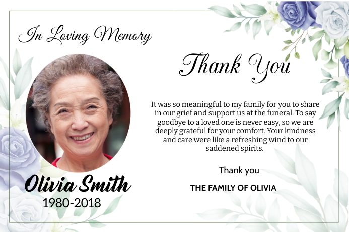 Funeral Thank You Card Template | PosterMyWall