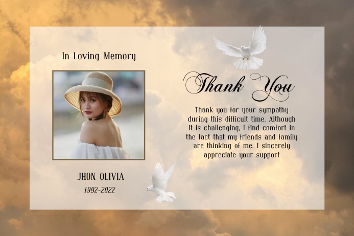 Copy of Funeral thank you card with sky (4) | PosterMyWall