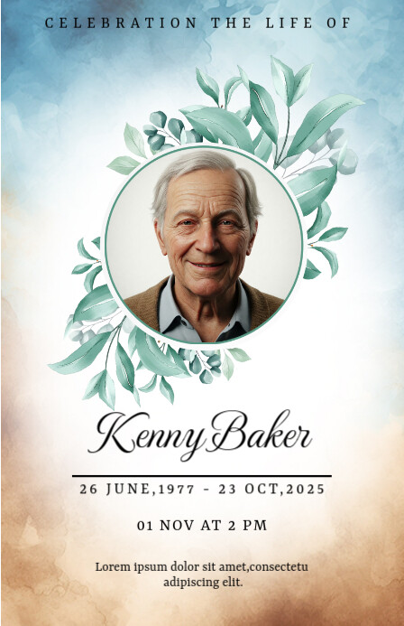 Funeral watercolor design background Template | PosterMyWall