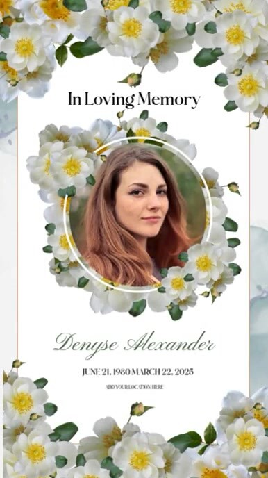Funeral White Floral Video Digital Display (9:16) Template | PosterMyWall