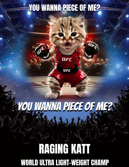 FUNNY CAT FIGHTER FLYER Templat | PosterMyWall