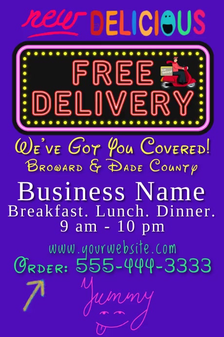 Funny Eye Catching Free Delivery Poster Template | PosterMyWall