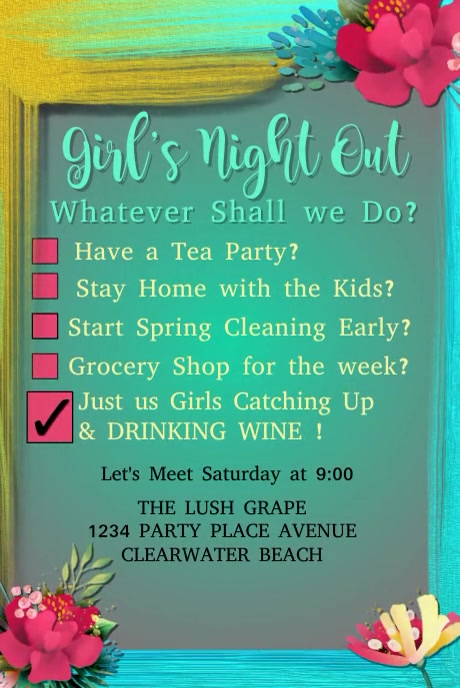 Funny Girls Night Out Questions | PosterMyWall