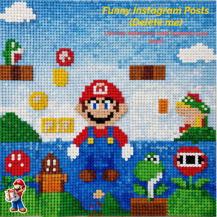 Funny Instagram Posts Mario Bross on Bottle Cap Template | PosterMyWall