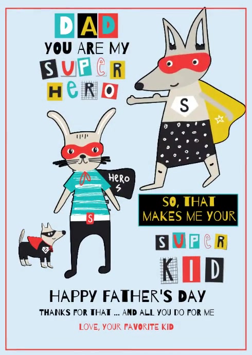 Funny Super Hero Father's Day Card Template | PosterMyWall