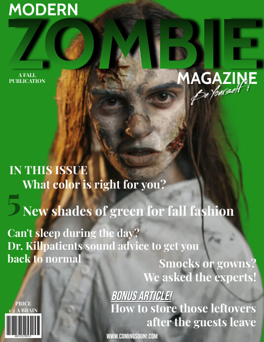 Copy of FUNNY ZOMBIE HALLOWEEN FASHION MAGAZINE COVER | PosterMyWall