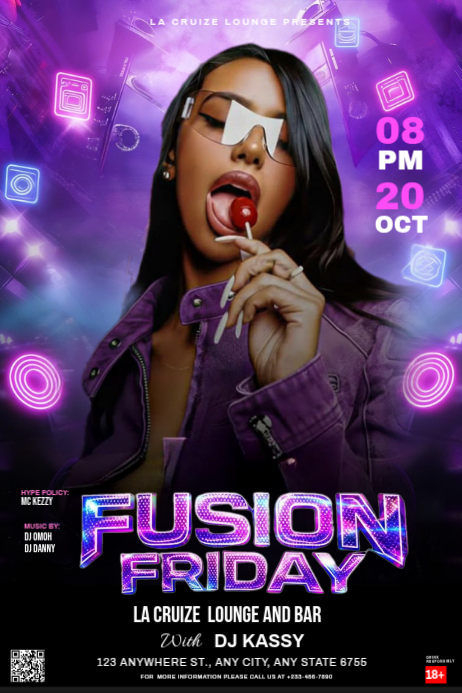 Black Fusion Friday Posters Template | PosterMyWall