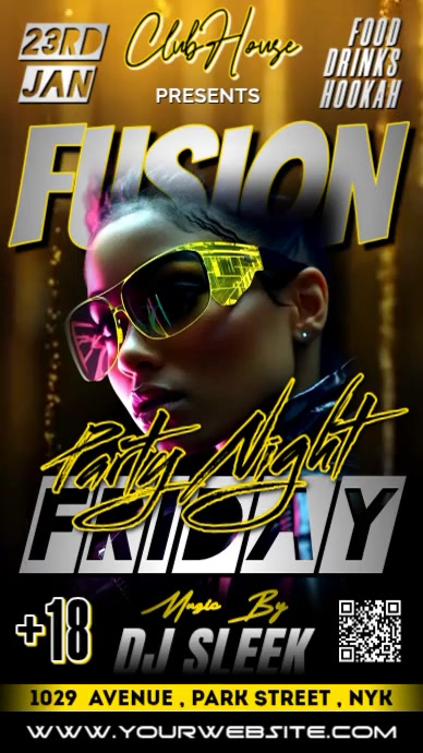 FUSION FRIDAY PARTY NIGHT FLYER POSTER Template | PosterMyWall