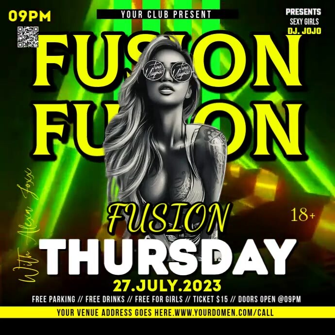 Plantilla de FUSION NIGHT PARTY | PosterMyWall