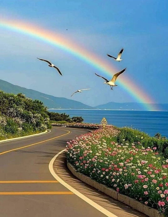 Futuristic “scenic Roadside With Flowers, Water View & Birds | Peaceful ...