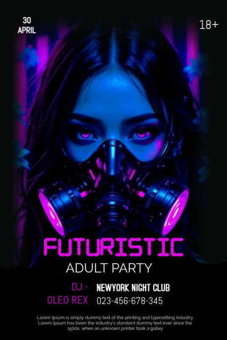 Futuristic Adult Party Poster Template | PosterMyWall