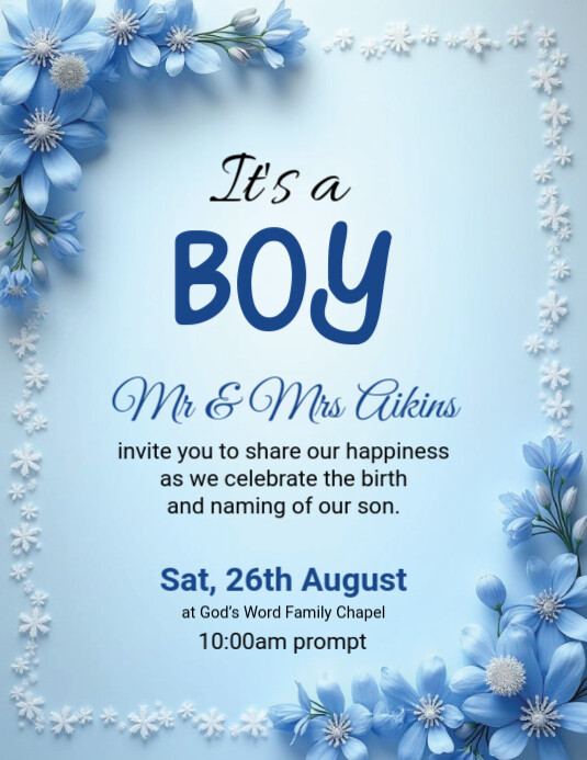 Copy of Futuristic Baby Shower Boy Ad Template Flyer (us Letter ...