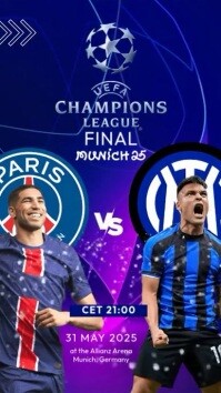 Purple Futuristic Champions League Final Match Instagram Story Template ...