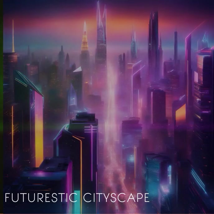 futuristic cityscape neon cover Template | PosterMyWall