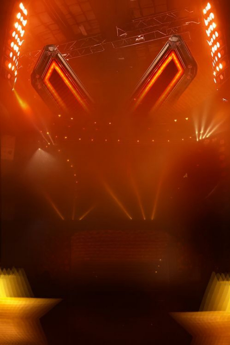 Futuristic Dramatic Orange Concert Stage With Geometric Led Lighting ...