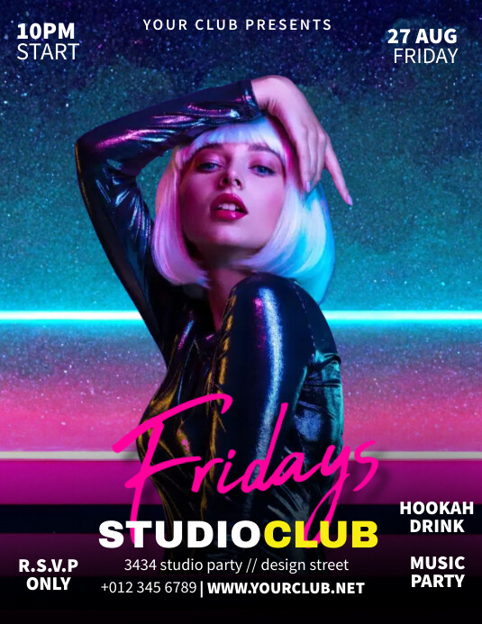 Futuristic Friday Night Party Flyer (us Lett Template | PosterMyWall