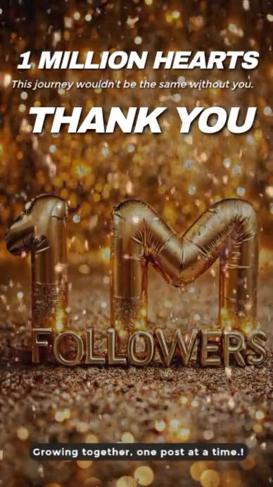 Futuristic Gold Million Follower Celebration Instagram Story Template ...