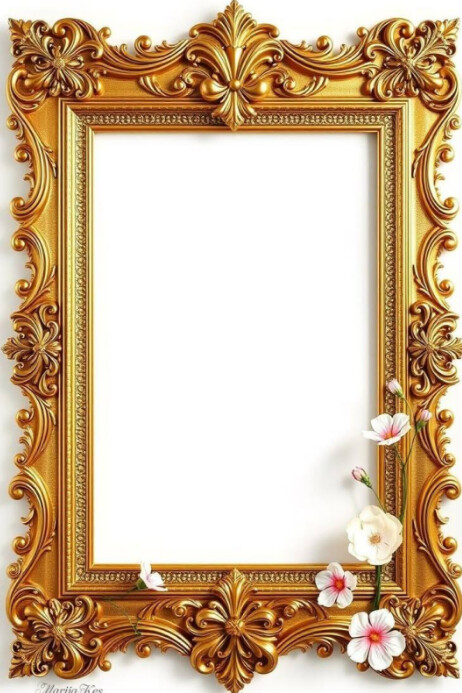 Futuristic Golden Floral Frame Poster Template | PosterMyWall