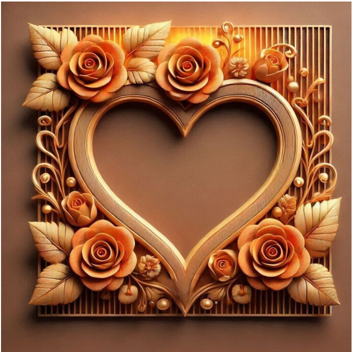 Futuristic Golden Hearts Of Roses Frame Instagram Post Template | PosterMyWall