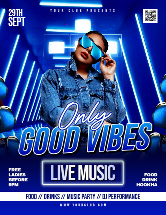 Futuristic Good Vibes Only Party Flyer Flyer (us Letter) Template ...