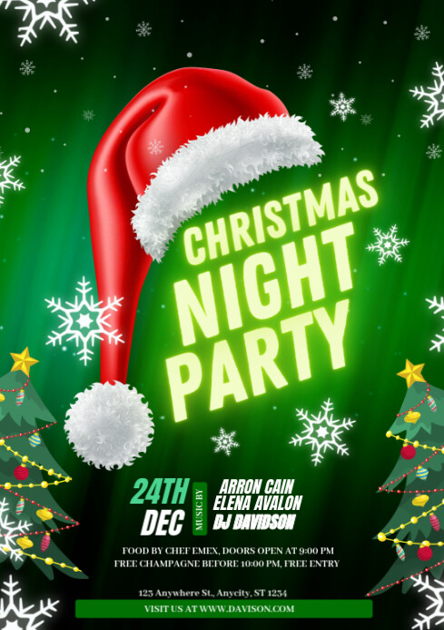 Futuristic Green Christmas Party Flyer Template | PosterMyWall