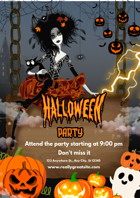 Futuristic Halloween Party A5 Template | PosterMyWall