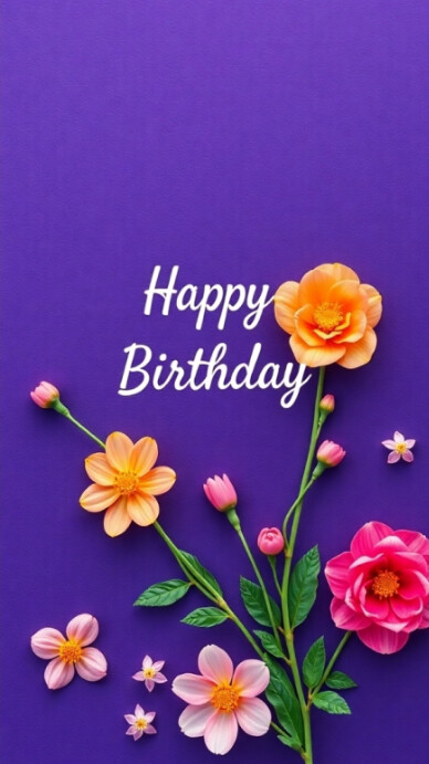 Futuristic Happy Birthday Card Digital Display (9:16) Template ...