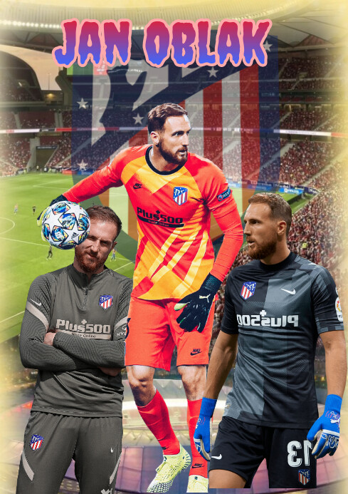 Futuristic Jan Oblak Atletico Madrid Football Template | PosterMyWall