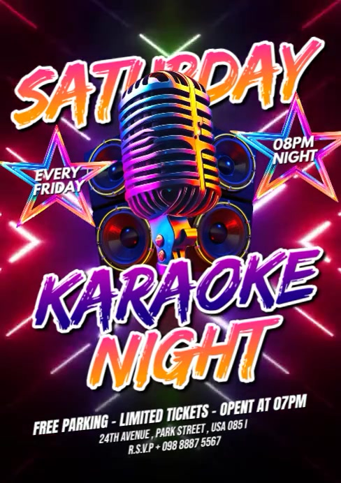 Futuristic Karaoke Music Night Video Ads Flyer A4 Template | PosterMyWall