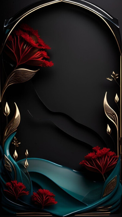 Futuristic Luxury Floral Frame With Gold And Red Accents Instagram ...