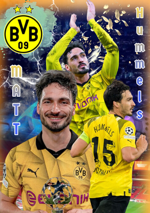 Futuristic Matt Hummels Runner Up Uefa Champi Template | PosterMyWall