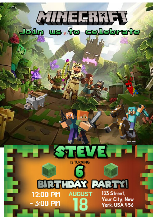 Futuristic Minecraft Birthday A4 Template | PosterMyWall