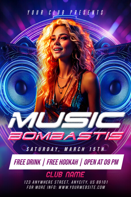 Futuristic Music Bombastis Party Event Poster Flyer Template | PosterMyWall