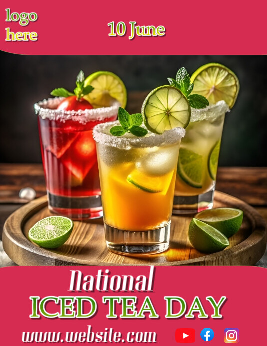 Futuristic National Iced Tea Day Flyer (us Letter) Template | PosterMyWall