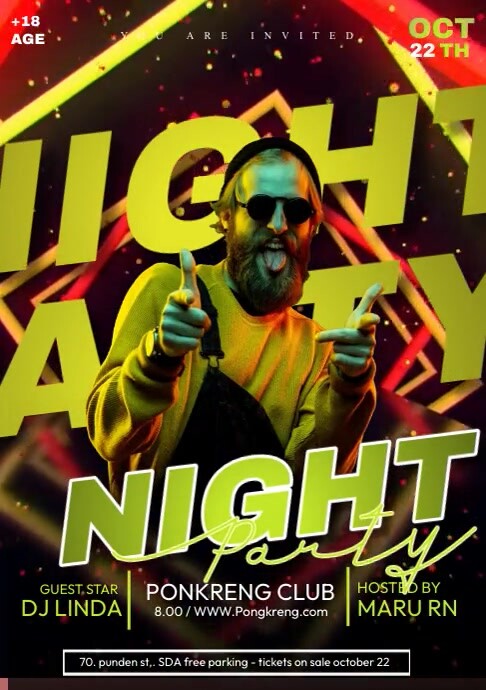 Plantilla de Futuristic Night Party A4 | PosterMyWall