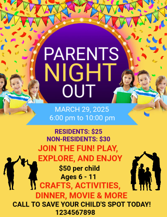 Futuristic Parents Night Out Flyer (us Letter) Template | PosterMyWall